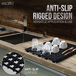 Esatto 6 Pack Interlocking Shelf Mats 12″, Black – for Spills, Clean Bars, Stain Protection, and an Anti-Slip Surface