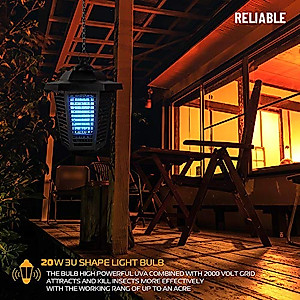 Pestnot Electric Bug Zapper & Mosquito Killer - Up to 1 Acre Coverage Outdoor & Indoor Bug Zapper Trap for Backyard with IP24 Water Resistance. Upgraded 2022 360 UVA Bulb. Mosquito Zapper