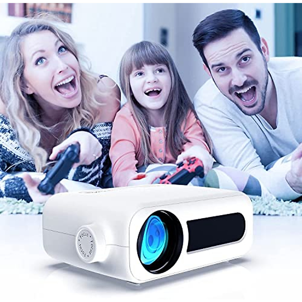 Mini Projector, 1080P HD Portable Projector Outdoor Home Theater Movie Projector with HDMI/USB/SD/AV for iOS/Android/Windows/PS5/Computer/TV (no WiFi)