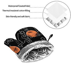 Basketball Sport Oven Mitts and Pot Holders Sets Kitchen Oven Gloves BBQ Gloves Pot Holders for Cooking Baking