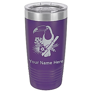 LaserGram 20oz Vacuum Insulated Tumbler Mug, Toucan, Personalized Engraving Included (Dark Purple)