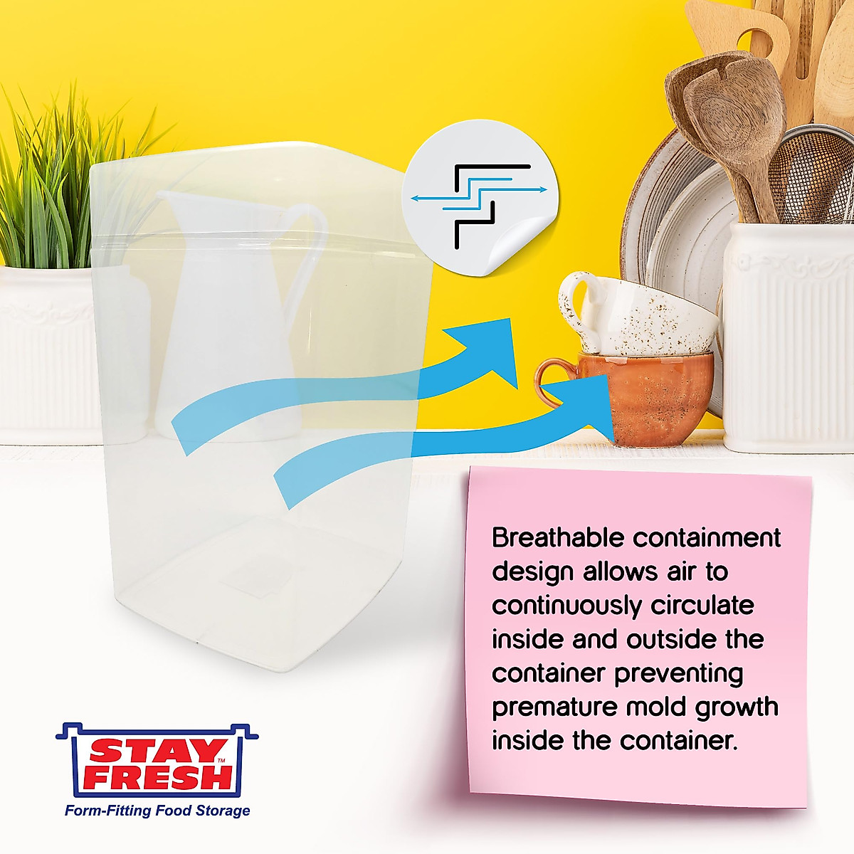 Stay Fresh Sugar Storage Container – Kitchen Discovery – Snap Close Sugar Canister Keeps Granules Fresh, Pourable and Spillproof for Optimal Sugar Storage