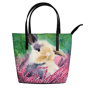 Fashion Tote Handbags Women's Soft Tote Shoulder Bag for Women Work Shopping Top Handle Satchel Bags, 15.8×4×15.4 inches,Baby Rabbit