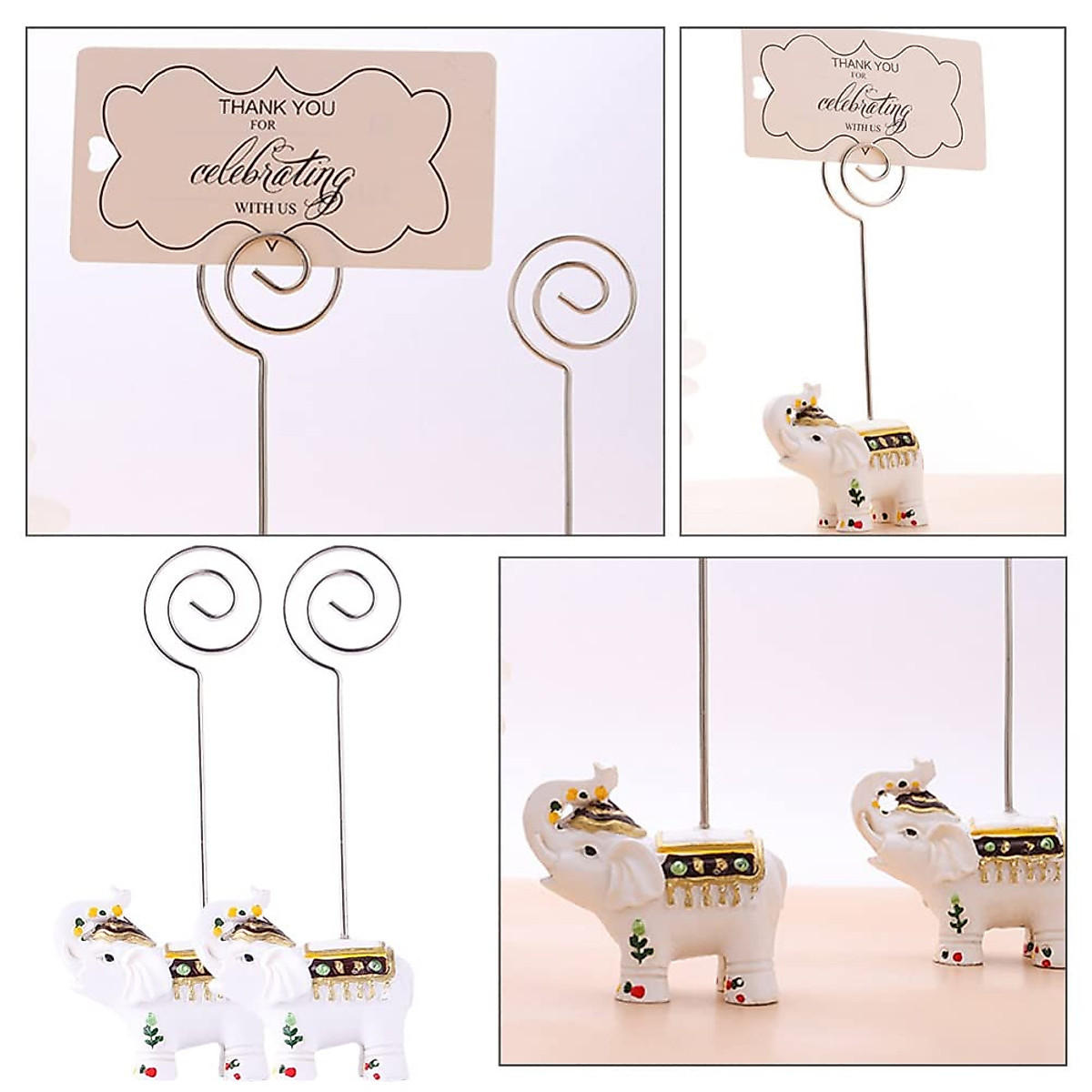 FOMIYES Party Message Clip 2pcs Elephant Card Holder Picture Photoframe Stainless Steel Multi-Function Message Clips