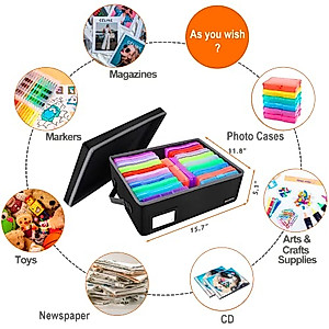 BALAPERI Fireproof Photo Storage Box with Lid (Box Only)- Holds up to 20 4" x 6" Photo Cases, Collapsible Scrapbook Storage Box, Portable Photo and Craft Keeper Storage Box with Handle