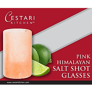 Himalayan Salt Shot Glasses - Pure Food Grade Himalayan Pink Salt - No Fillers or Binders - Handcrafted All Natural Tequila Salt Shot Glasses Set by Cestari (2 pack)