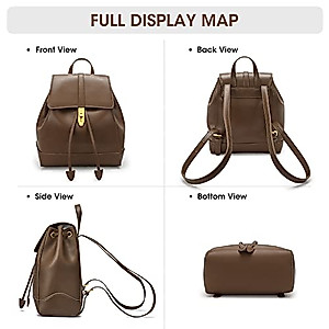 Kattee Genuine Leather Backpack Purse for Women Fashion Rucksack Ladies School Shoulder Bag Medium Size Adjustable Straps