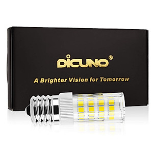 DiCUNO E17 LED Bulb, Appliance Bulbs, Microwave Oven, Stovetop Light, 4W 400lm, Daylight White 6000K, Non-dimmable 40w Equivalent Replacement for Incandescent Bulb, 2-Pack