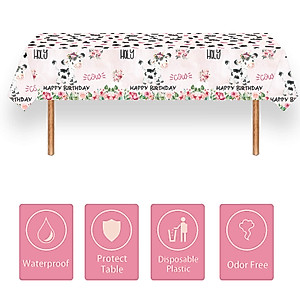 Letromp Holy Cow Birthday Party Table Cloth 3 Pack 54'' x 108'' Pink Cow Print Table Covers for Farm Animals Cow Theme Girls Baby Shower 1st 2nd 3rd 4th Birthday Party Table Supplies Decorations