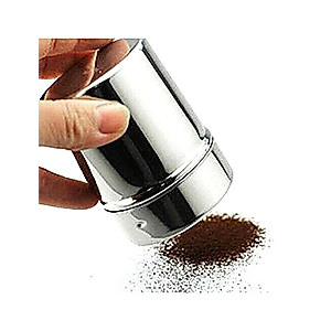 HANSGO 2 Set Powder Suger Shakers, Stainless Steel Powder Shaker Mesh Shaker Powder Cans for Salt Coffee Cocoa Cinnamon Powder Seasoning Cans with Lid