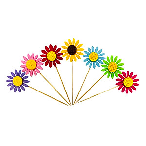 50 Pcs Sunflower Cupcake Topper, Flower Cake Topper, Fruit Picks, Party Cupcake Topper For Birthday Party Wedding Baby Shower Decoration Supplies (Mix)