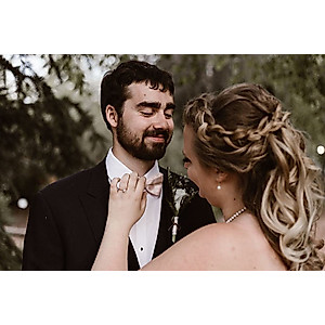 Alizeal Mens Tuxedo Bow Tie, Hanky and Cufflinks Set (Dark Green)