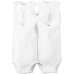 Carters Unisex Baby 5-Pack Sleeveless Original Bodysuits, White, 24M