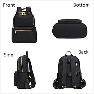 Mailandy Nylon Womens Backpack Purse Black Mini Backpack for Women Fashion Casual Travel Lightweight Backpacks for Ladies Girls