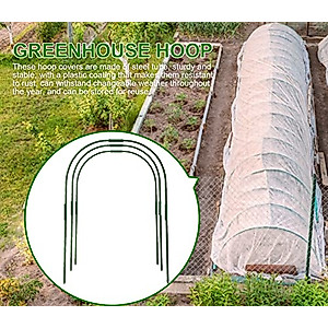 MISNODE 6PCS Greenhouse Hoops, 35.5 x 20.5 Inch Plant Support Garden Stakes, Rustproof Steel Tall Plant Grow Tunnel Hoop with Detachable Stakes for Garden Fabric Netting Raised Beds