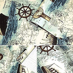 Lependor 17.71" X 118" Nautical Map Wallpaper, Peel and Stick Removable Printed Stick Wall Paper Decorative - 17.71" X 9.8 ft