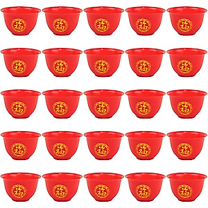 Kichvoe Whiskey Glasses 50pcs Chinese Wedding Cup Plastic Shot Cups Red Wine Cup Wine Drinking Cups Chinese Wedding Wine Cup for Chinese Baijiu Wine Plastic Wine Glasses