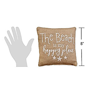 The Country House Collection Small Burlap Pillow (8" x 8") (Beach/Happy Starfish)