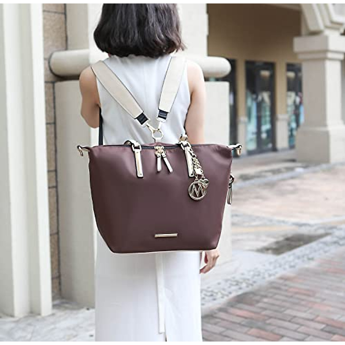 MKF Collection traveling Tote Bag, Shoulder Bag that Converts to Backpack