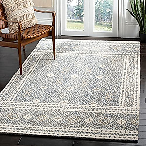 SAFAVIEH Micro-Loop Collection 8' x 10' Blue/Ivory MLP803M Handmade Premium Wool Area Rug