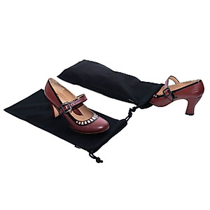 Shoe Dust Bags - 4 Pack Black Duster Flannel Single Shoe Pouch with Drawstring Closure, Washable Breathable Cotton Fabric Cloth for Travel, Home, Luggage, Handbags, Storage, Accessories - 8x17