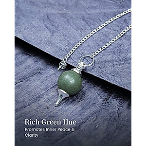 Green Jade - Dowsing Pendulum - Crystal Pendulums - Divination Tools - Healing Crystals - Celtic Pendulum - Scrying Crystal - Reiki Supplies - Crystal Gift