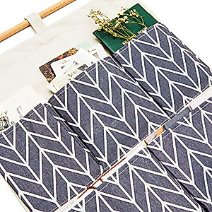 Juvale Blue Chevron Stripes Hanging Wall Organizer with 5 Pockets (17.5 x 14 in)