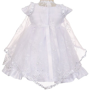 BluNight Collection Little Baby Girls Virgin Mary Embroidery Christening Baptism Dresses (0T1R5K) White 12M