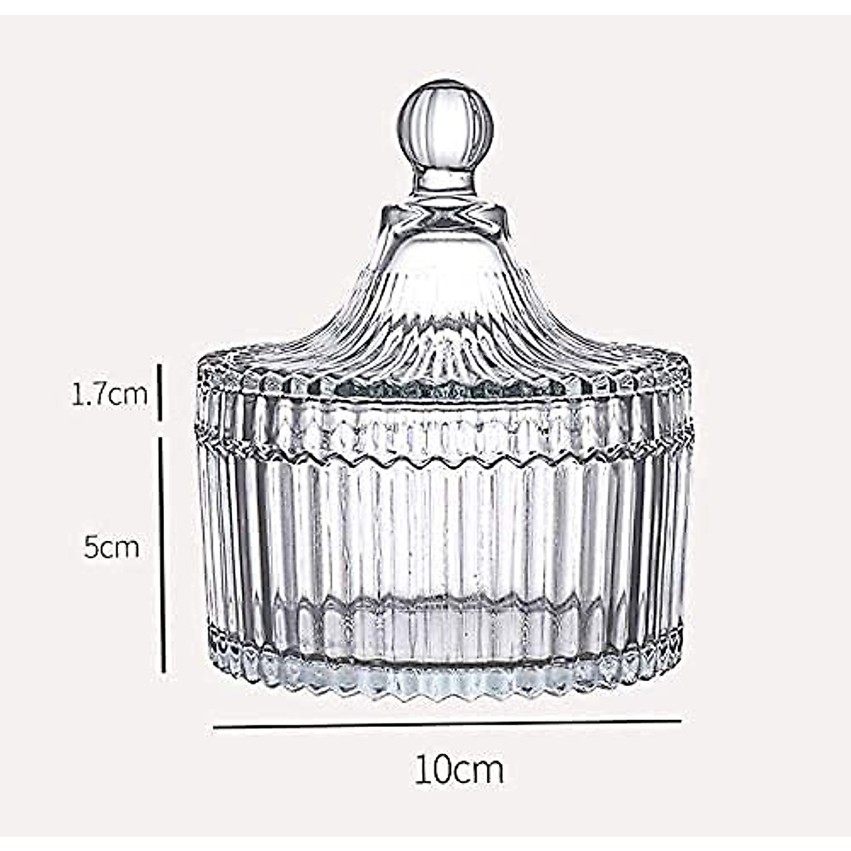 FTOF Glass Candy Storage Box Clear Sugar Dish With Lid Crystal Covered Candy Bowl Apothecary Food Buffet Container Holder, 250ml