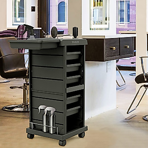 TASALON Salon Trolley Cart for Salon Station - Space Saving Salon Rolling Cart for Extra Storage - Hair Salon Beauty Cart - 6-Tray Salon Cart - Multipurpose Tool Cart - Tattoo Tray