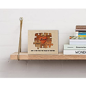 Bohva Personalized Gifts for Mom Family Names Sign, Mothers Day Gifts for Mom from Daughter and Son, Custom Heart Puzzle Pieces Print On Wood, Suitable for Mothers Day Birthday Christmas Thanksgiving