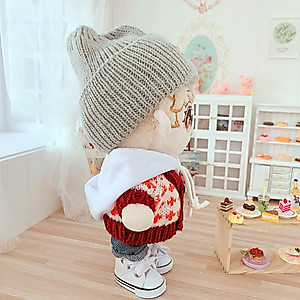 niannyyhouse Sweater Suit 4-Piece Set Dress Up Hat Jeans Hoodie 7.8in（20cm） Plush Doll Clothes Accessories