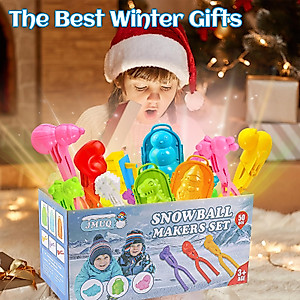JMUQ 50pcs Snowball Maker Snow Toys for Outdoor Winter Fun Includes Heart Shaped Rabbit and Duck Snowball Makers,Gnome and Dinosaur Snow Molds and a Snowman Decorating Kit for Toddlers and Adults