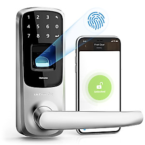 ULTRALOQ UL3 BT 2nd Gen Smart Lock (Satin Nickel), 5-in-1 Keyless Entry Door Lock with Bluetooth, Biometric Fingerprint and Touch Digital Keypad, Smart Door Lock Latch Edition