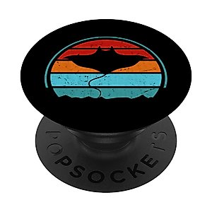 Retro Ocean Animal Manta Ray Lover Scuba Diving Manta Ray PopSockets Swappable PopGrip