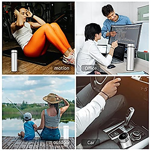 Smart Water Bottle Stainless Steel Vacuum Flask,Travel Mug with Smart LCD Touch Screen, Keep Hot Or Cold, Car Portable Travel Tea Coffee Vacuum Thermoses Cup,Vacuum insulation on double walls (Black)