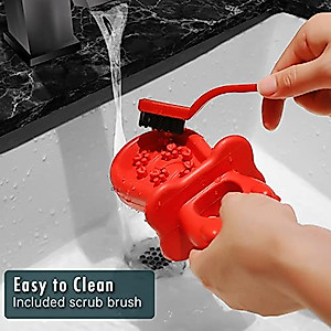 Dog Crate Training Tool Peanut Butter Treat Dispenser Licking Toy for Puppy Behavior Tool Secures to Cage to Help Reduce Anxiety,Stress, Boredom Improved Durable Design Fits All Crates