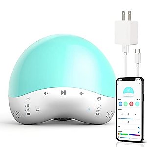 Baby Sound Machine Nursery Night Light White Noise Machine 25 Soothing Sounds Sleep Machine RGB Color Changing APP & Voice Control with Alexa Portable Lamp Timer Noise Machine Baby/Adults White