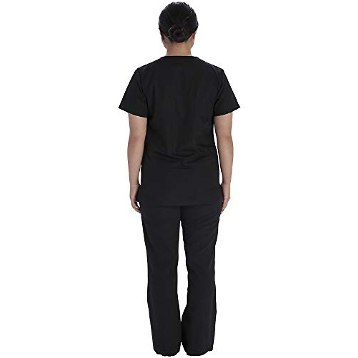 Vital Threads Men and Women Scrubs Set V-Neck Top & Drawstring Pant, VT526C, M, Black