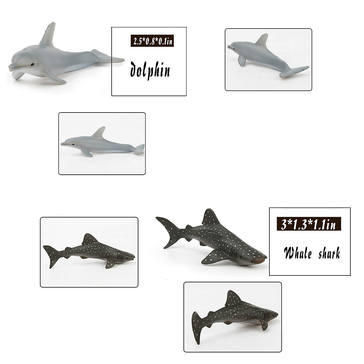Fun Gift Sea Animal Toy Set,12 pcs Animal Sea Figures Ocean Toy for Kids, Realistic Set for Sea Lovers, Includes Great White Shark, Dolphin, White Shark, Whale for Age 3+