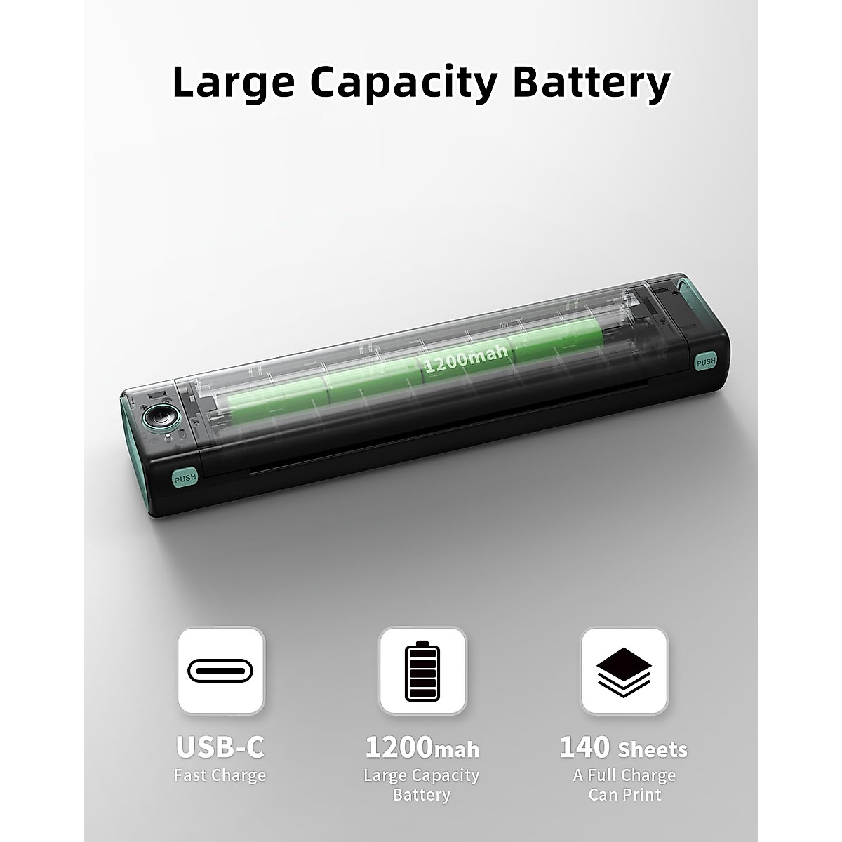 Phomemo Portable Printer Wireless for Travel & US Letter Folding Thermal Paper Size 8.5" x 11",100 Sheets, Inkless Thermal Compact Printer, Compatible with Android and iOS Phone & Laptop