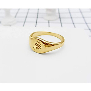 SHAREMORE Customized Signet Ring Engravable Sterling Silver Rings Personalized Monogram Jewelry for Girls Men Women Customize Initial Letter Custom 3 Letters