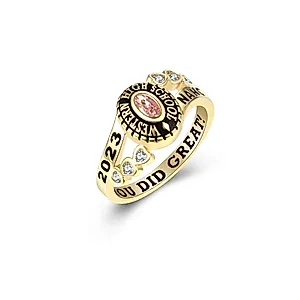 PJM Customized Sterling Silver or 10kt Ladies High School Class Ring – Sweetheart Collection – Fully Personalized (10kt Yellow Gold, 6)