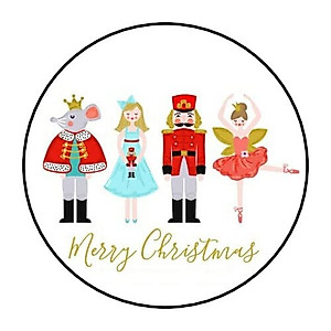 Stencils World 30 pcs Christmas Nutcracker Favor Labels Round​​​​ Stickers Envelope Seals Labels Round Tags, Stamps Sticker for Gift Cards, Envelopes, Boxes for Holiday, Birthday, Christmas
