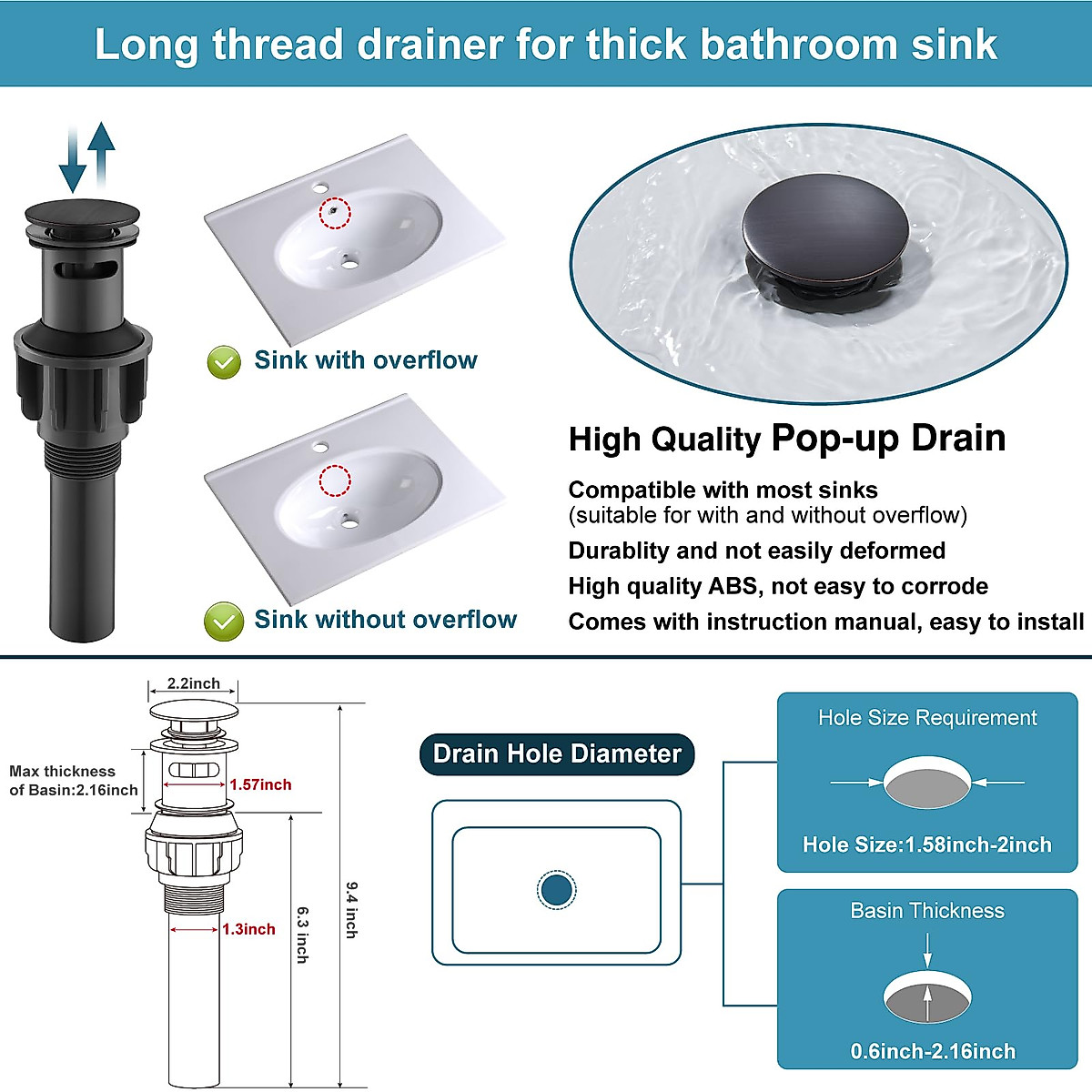 Midanya Bathroom Sink Faucet Waterfall Spout Single Handle 1 Hole Deck Mount Mixer Tap Lavatory Vanity Vessel Faucet Commercial with Pop Up Drain,Tall, Oil Rubbed Bronze