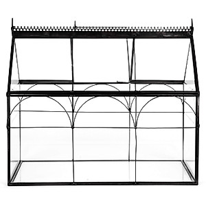 D'Eco Glass Greenhouse Plant Terrarium (10x4.5x9) - Indoor Tabletop Black Hinged Geometric Planter - Succulents, Air Plants, Moss, Fern - Home Garden Office Decor - Plant Lovers Gift (Terrarium Only)