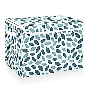 CaTaKu Abstract Leaves Storage Bins with Lids and Handles, Fabric Large Storage Container Cube Basket with Lid Decorative Storage Boxes for Organizing Clothes