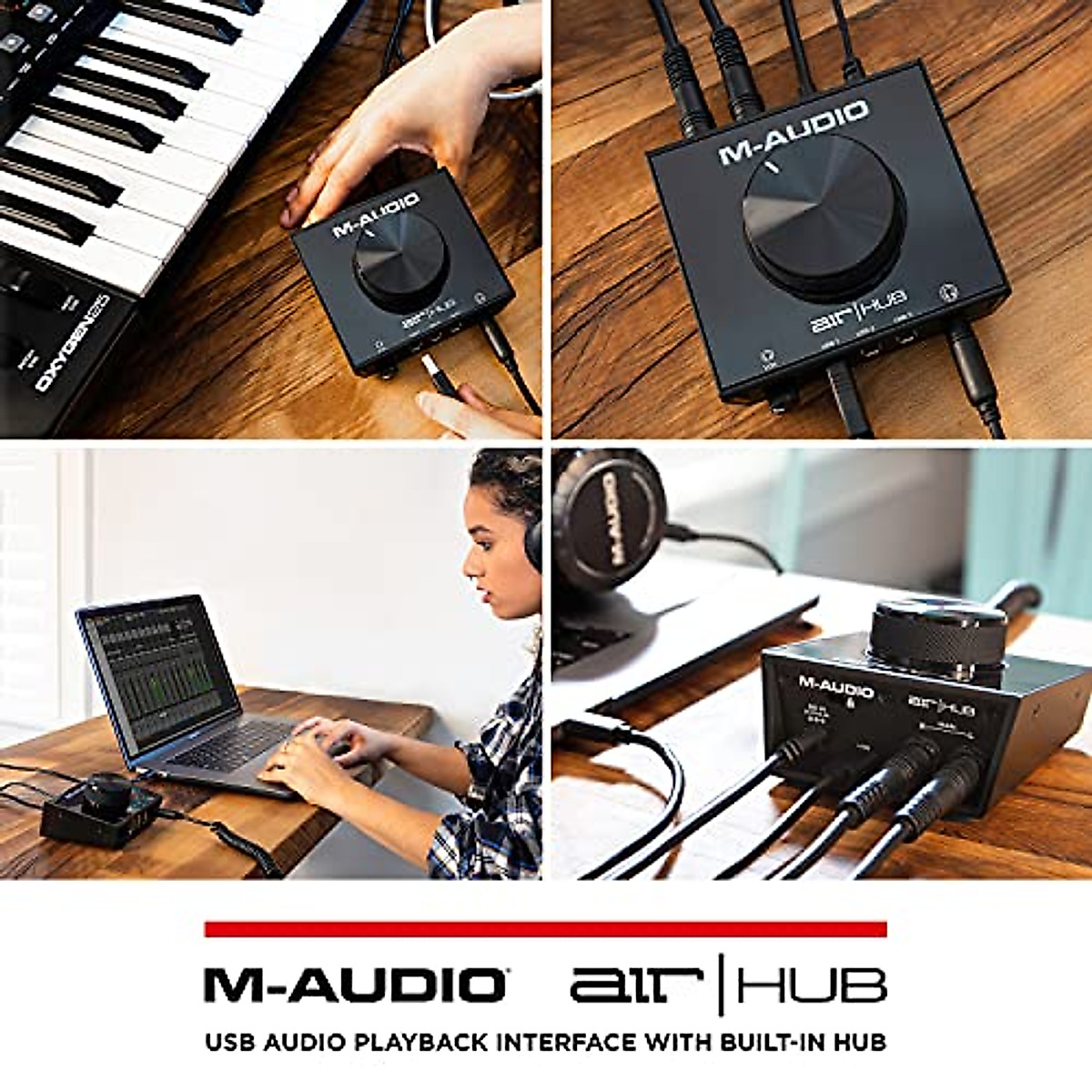 M-Audio AIR|HUB - USB Audio Interface with 3 Port Hub and Recording Software from MPC Beats Included