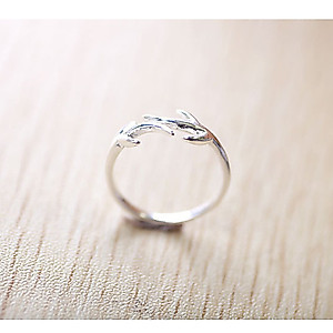 Looyar S925 Sterling Silver Christmas Antlers Ring Adjustable Anti Allergy Rings