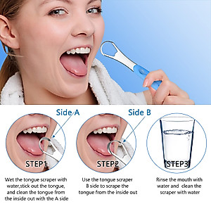 4 Pcs Tongue Scraper Cleaner Adults and Kids Stainless Steel Tongue Brush Metal Tongue Scraper Reduce Bad Breath with Travel Cases for Men Women Oral Mouth, Orange, Black, Green and Blue